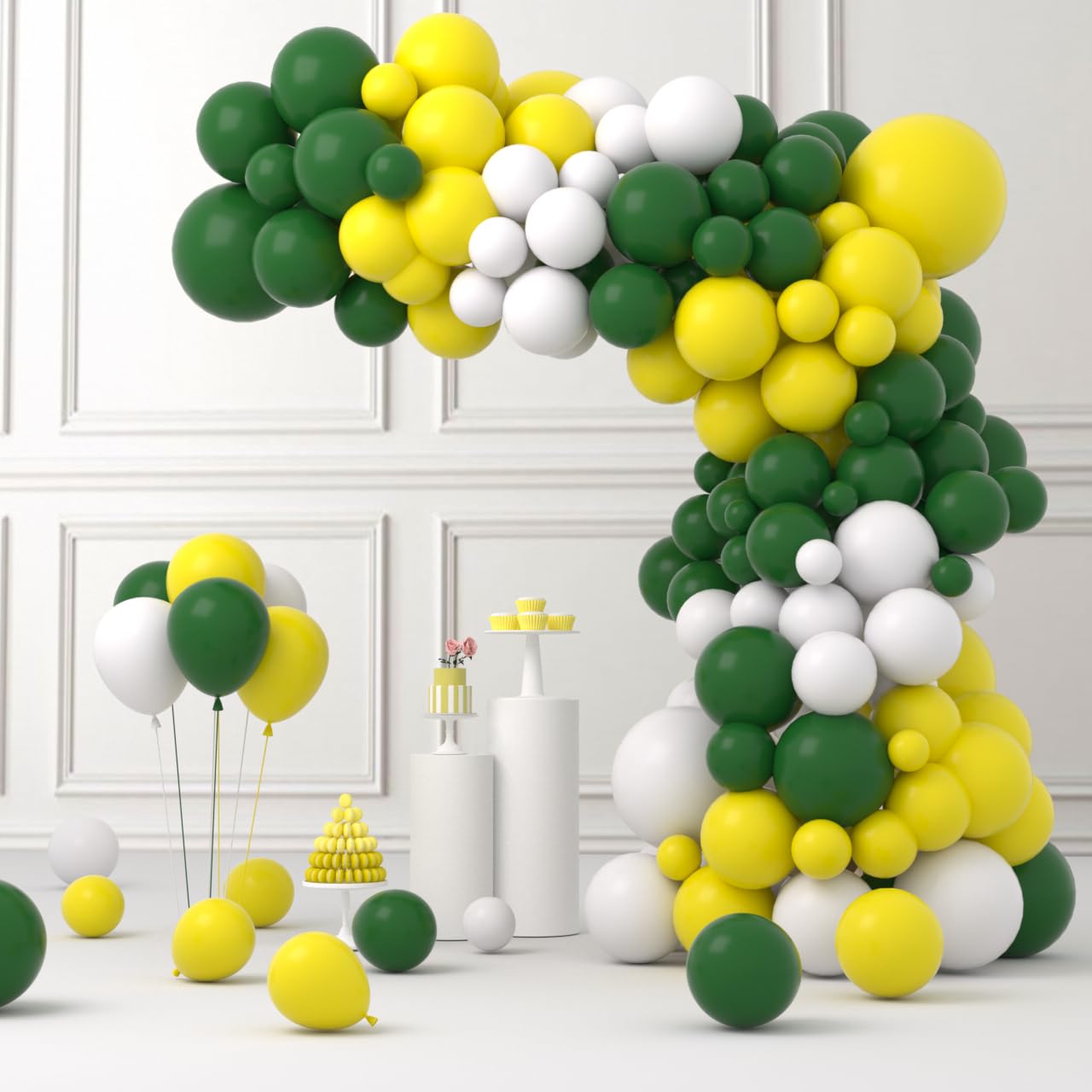 Amazon.com: Retro Green Yellow White Balloon Garland Arch Kit, 122pcs ...