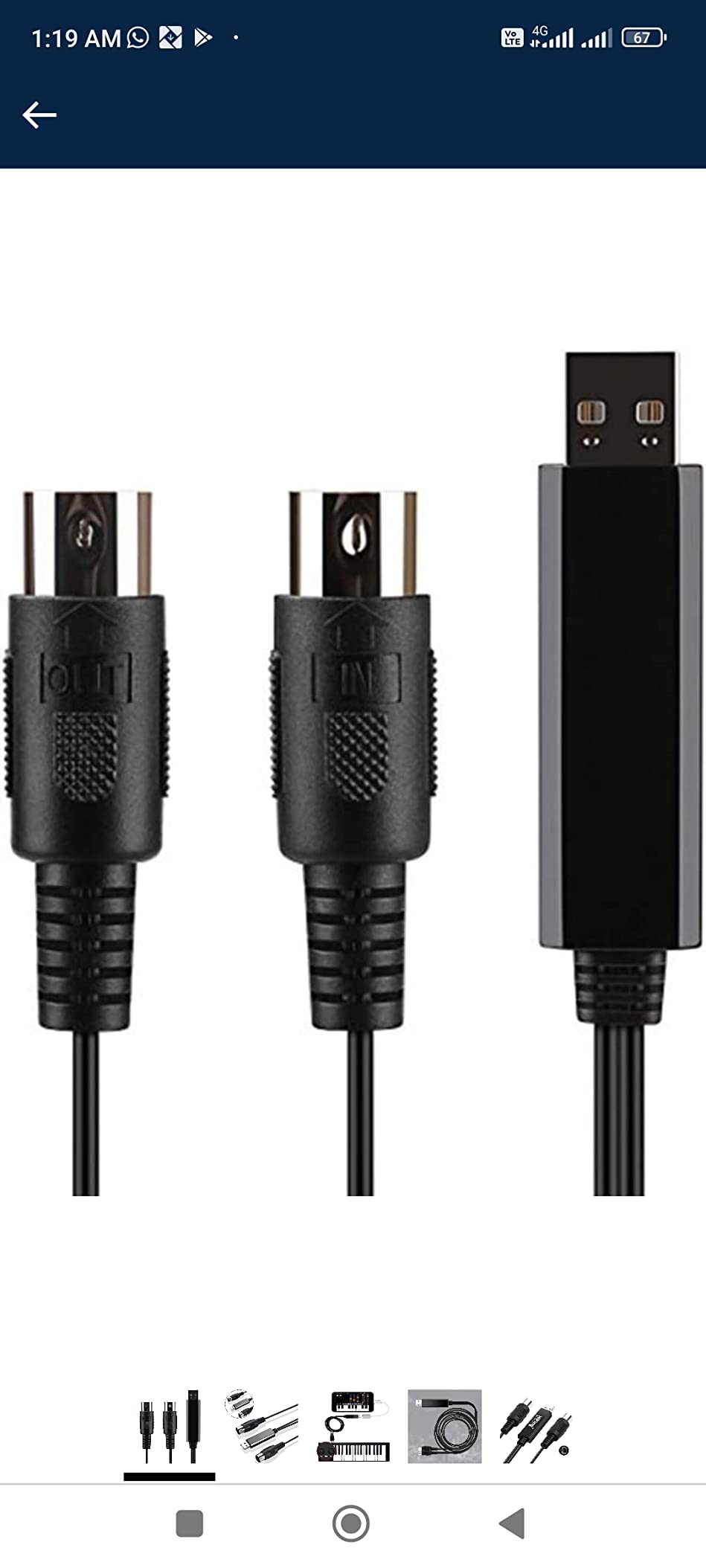 Milisten 2M USB IN-OUT MIDI Cable Converter Professional Keyboard to PC ...