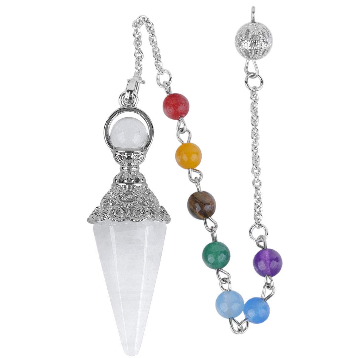 Amazon.com: Rockcloud Natural Rock Quartz Crystal Pointed Pendulum with ...