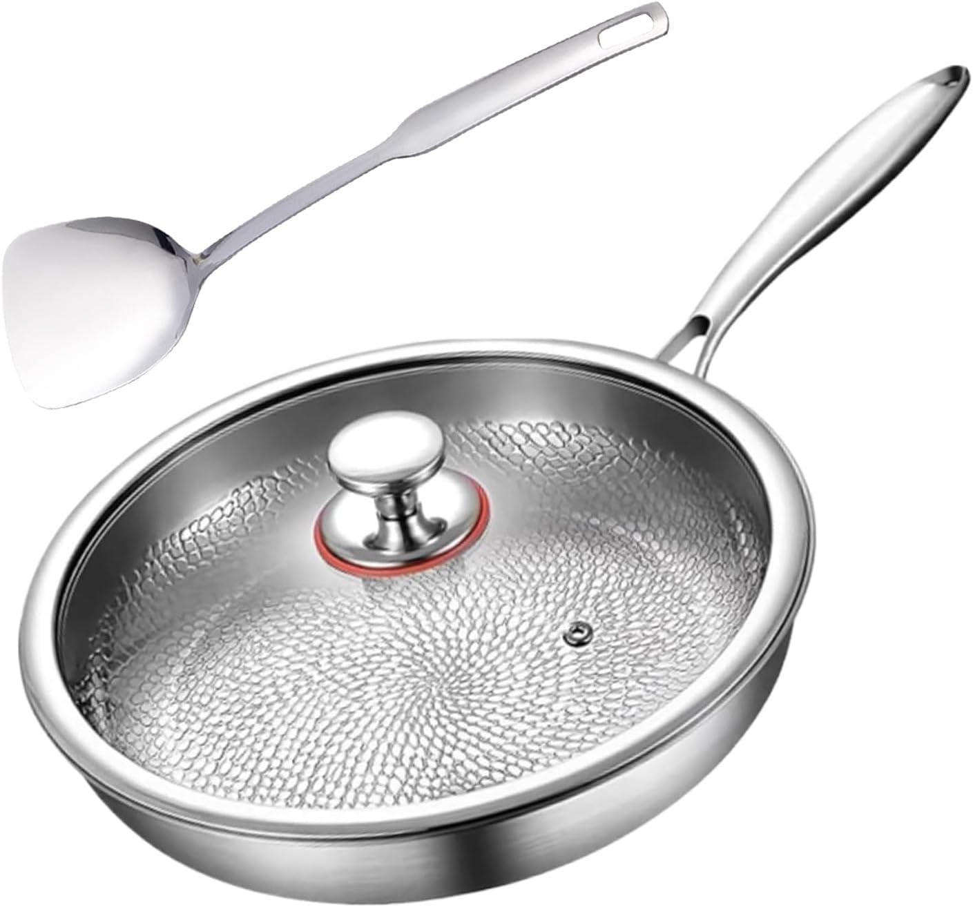 Titanium Steel Pans for Cooking, Non-Stick Deep Skillet, Uncoated ...