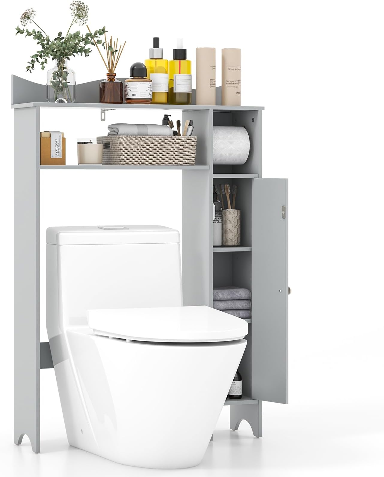 Amazon.com: Safeplus Space-Saving White Over-The-Toilet Storage Cabinet ...