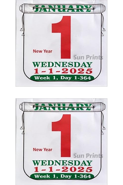 Sun Prints English Daily Sheet Calendar Slip 2025, Slip No. 05, Size (3 ...