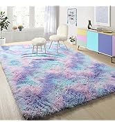 Amazon.com: PAGISOFE Cute Kawaii Purple Rainbow Rug for Girls Bedroom ...