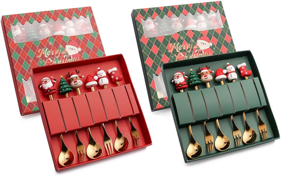 Amazon.com: 12 Pieces Christmas Spoons Forks Set Stainless Steel ...