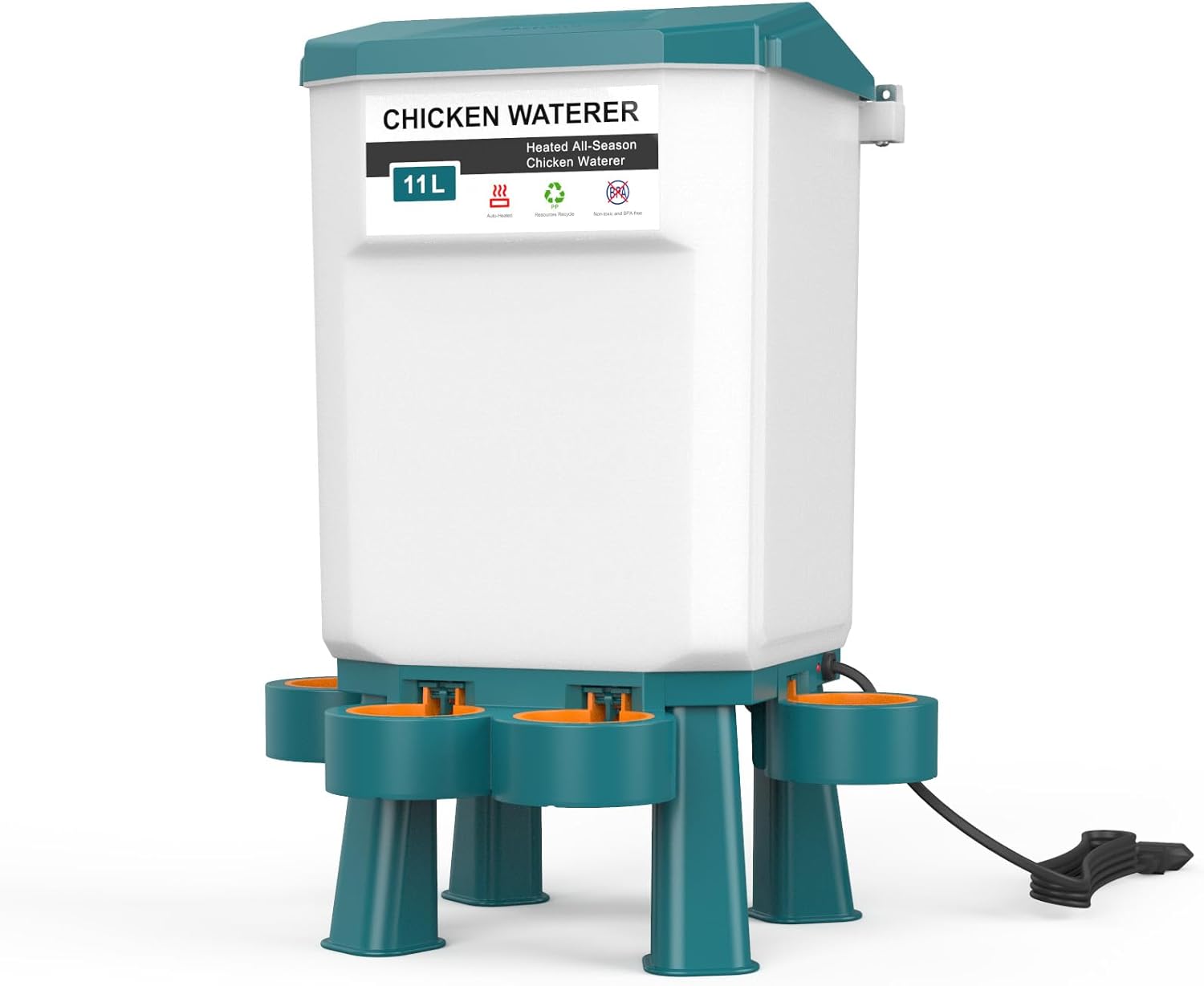 HOWUXZO Heated Poultry Waterer, Thermostatically Controlled Heated 11L ...