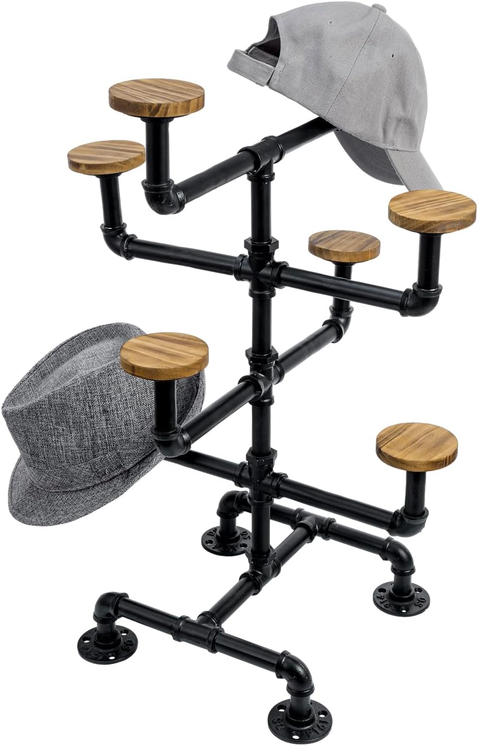 Amazon.com: MyGift Industrial Black Metal Pipe Hat Stand, Baseball Cap ...