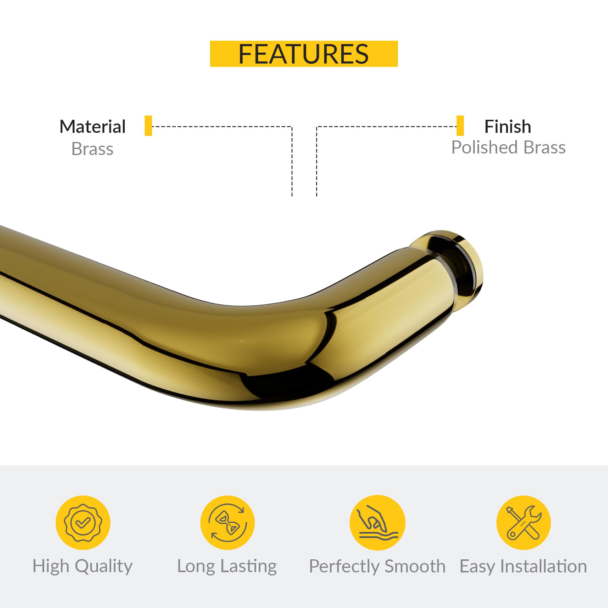 Snapklik.com : Brixwell TB-30SM-PB 30 Inches Center To Center Standard Tubular Shower Towel Bar ...