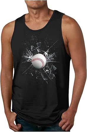Amazon.com: Muscularfit Men's Tank Shirts Casual Sleeveless Baseball ...