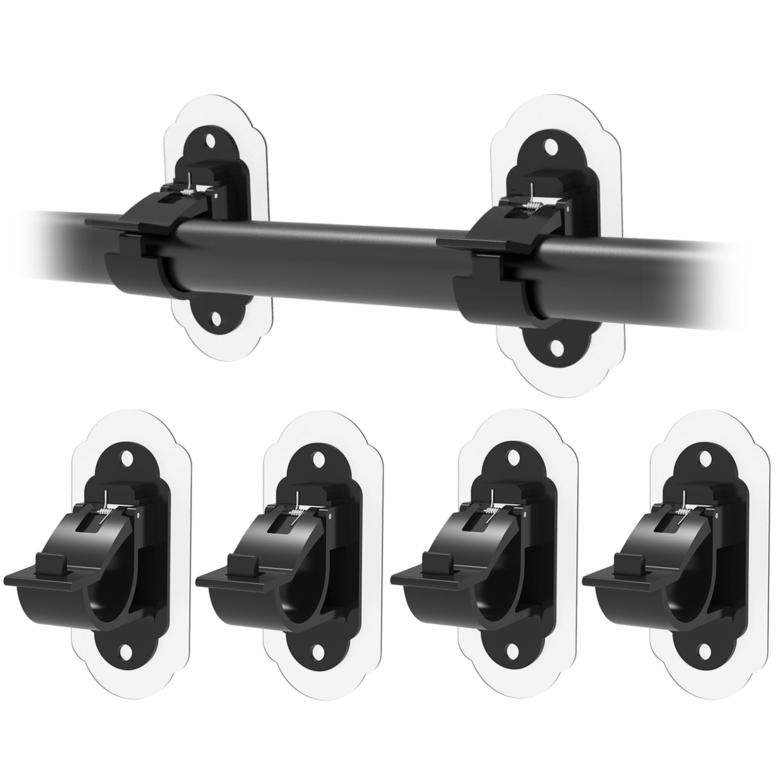 Amazon.com: KEAMIMU No Drill Curtain Rod Brackets， No Drill Needed ...