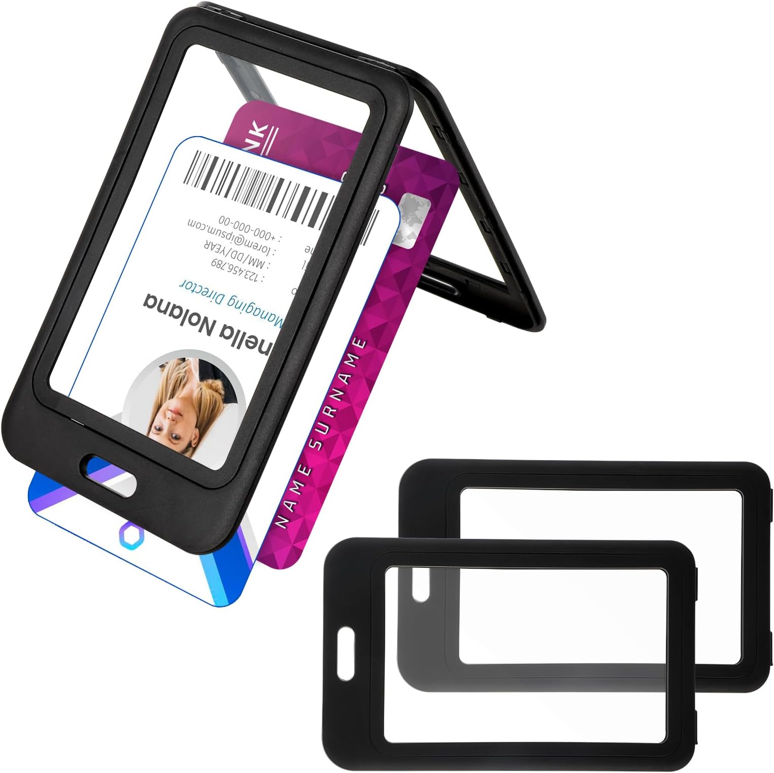 Bewudy Pack of 3 ID Sleeves, Card Sleeves, Double-Sided Transparent ...