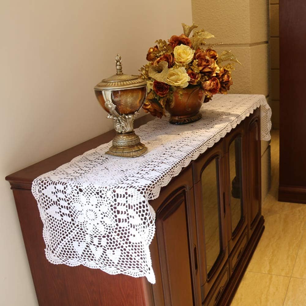 Amazon.com: Tinsow 2 Pack Cotton Crochet Lace Rectangular Table Runner ...