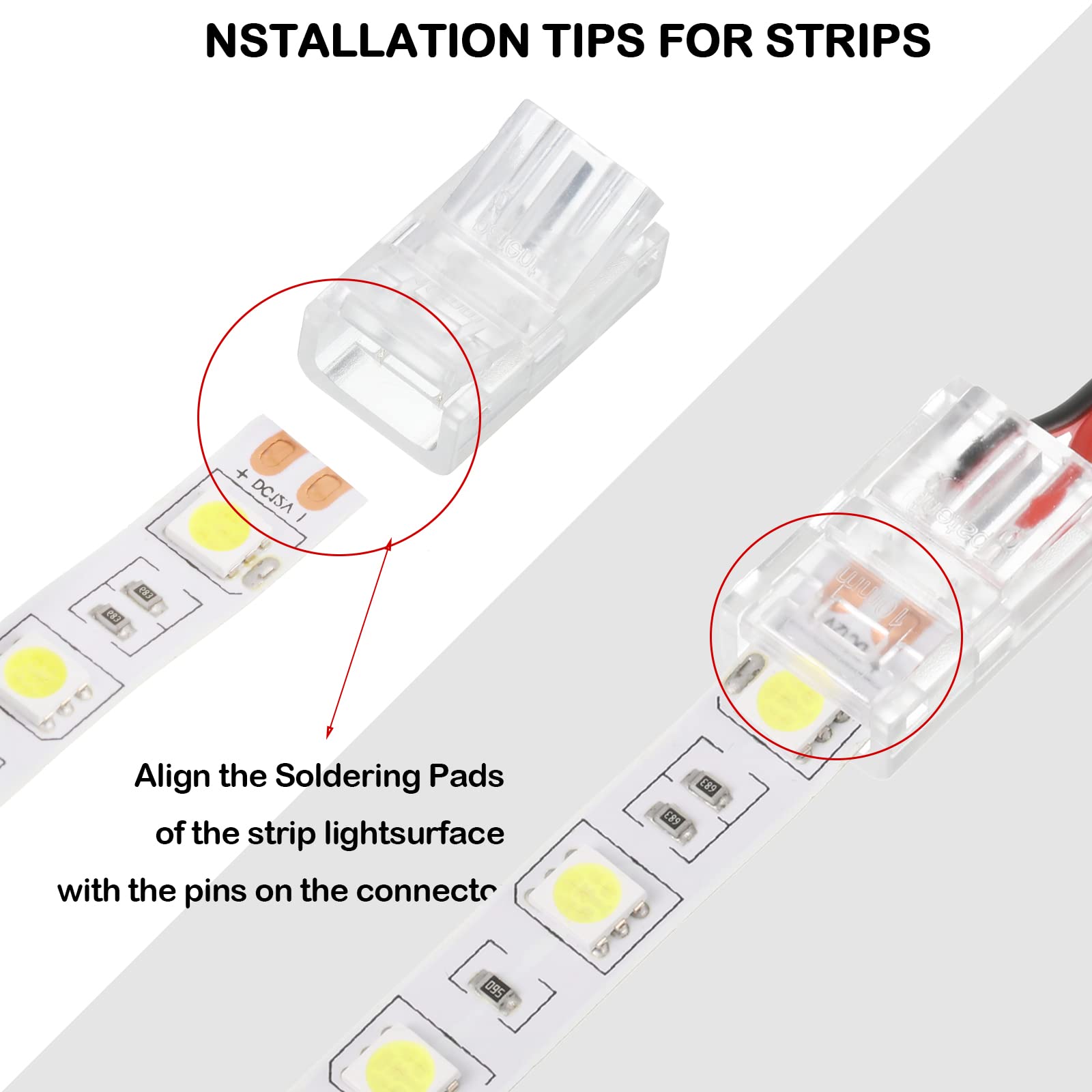 Snapklik.com : 10 Packs Solderless LED Strip Connector, Transparent ...