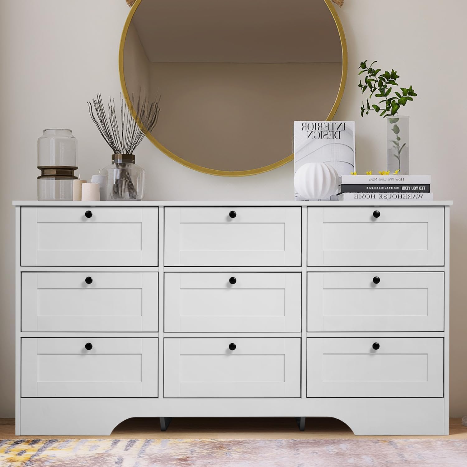 Amazon.com: Hitow 9 Drawer Dresser for Bedroom, Modern Drawer with Wide ...