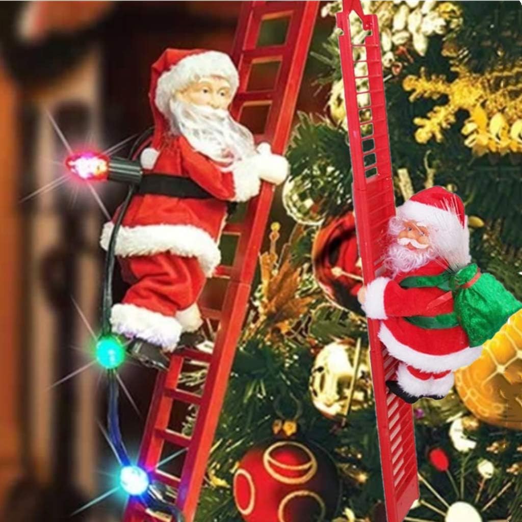 Amazon.com: 2 Packs Climbing Santa Claus on Ladder with Lights ...
