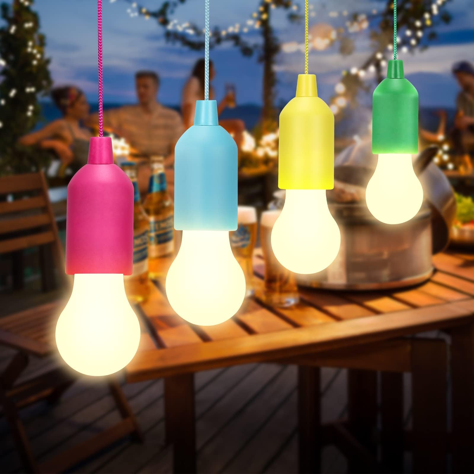 Lampop 4 Pull Light Battery Power Bulb Battery Operated Portable ...