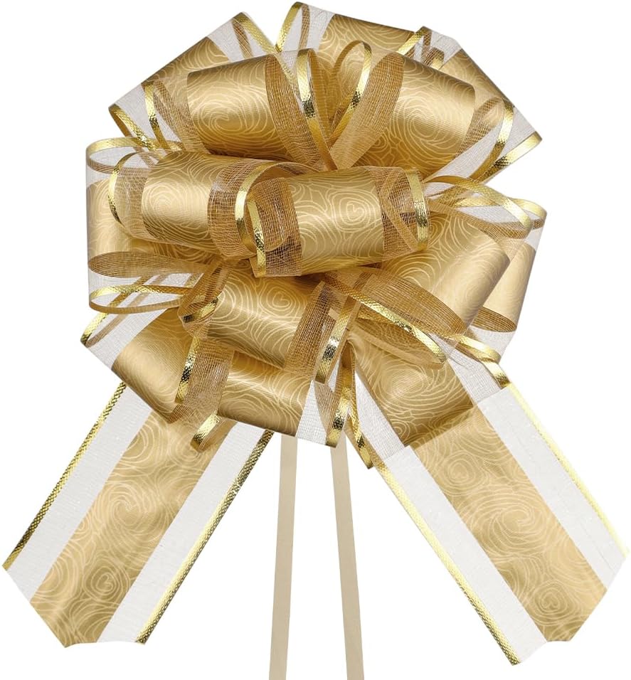 Amazon.com: HSXJJ Pull Bows for Gift Wrapping,6 PCS Gold Gift Bow,6 ...