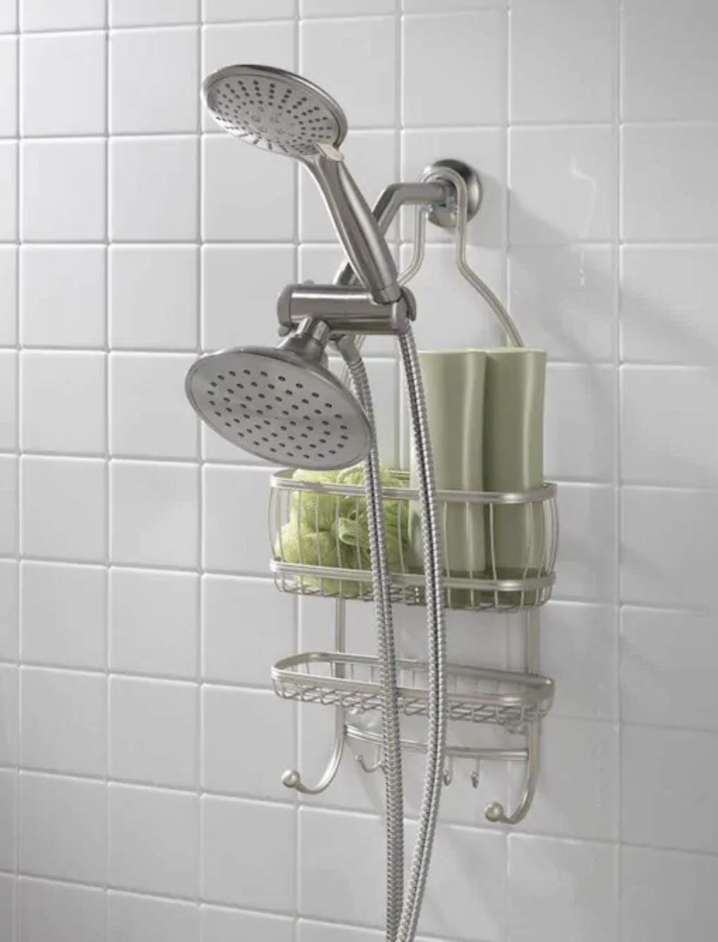 AquaSource Easy Install Brushed Nickel 5-Spray Shower Head and Handheld ...