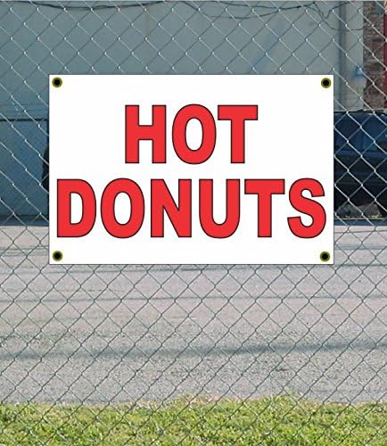 Amazon.com : Hot Donuts 2x3 White Red Banner Sign : Office Products