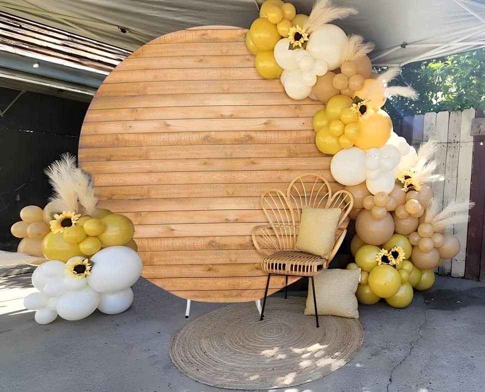 Amazon.com : 7.2FT Wood Grain Round Arch Backdrop Cover for 7/7.2FT ...