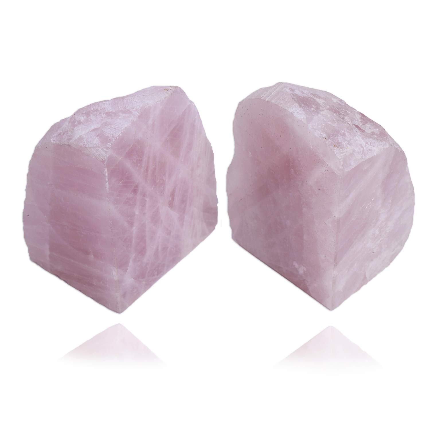 Amazon.com: AMOYSTONE Rose Quartz Crystal Stone Bookends Small Bookcase ...