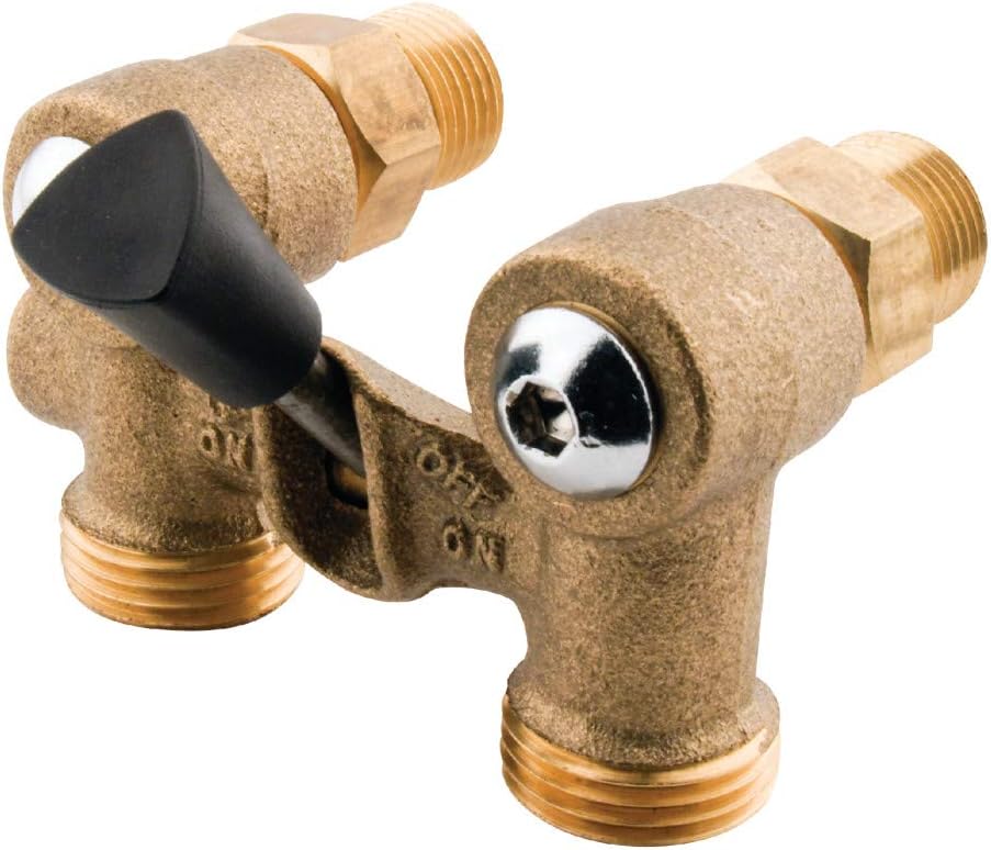 1/2" MIP Inlet x 3/4" Hose Thread, Dual Outlet Washing Machine Shut off ...