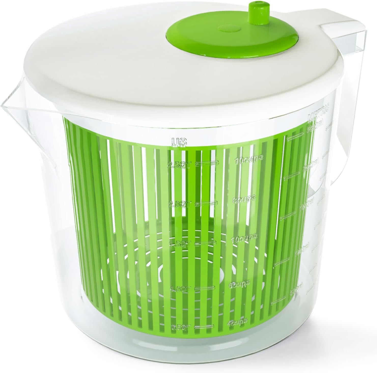 Mini Salad Spinner with Measuring Cup & Dishwasher-Safe Parts
