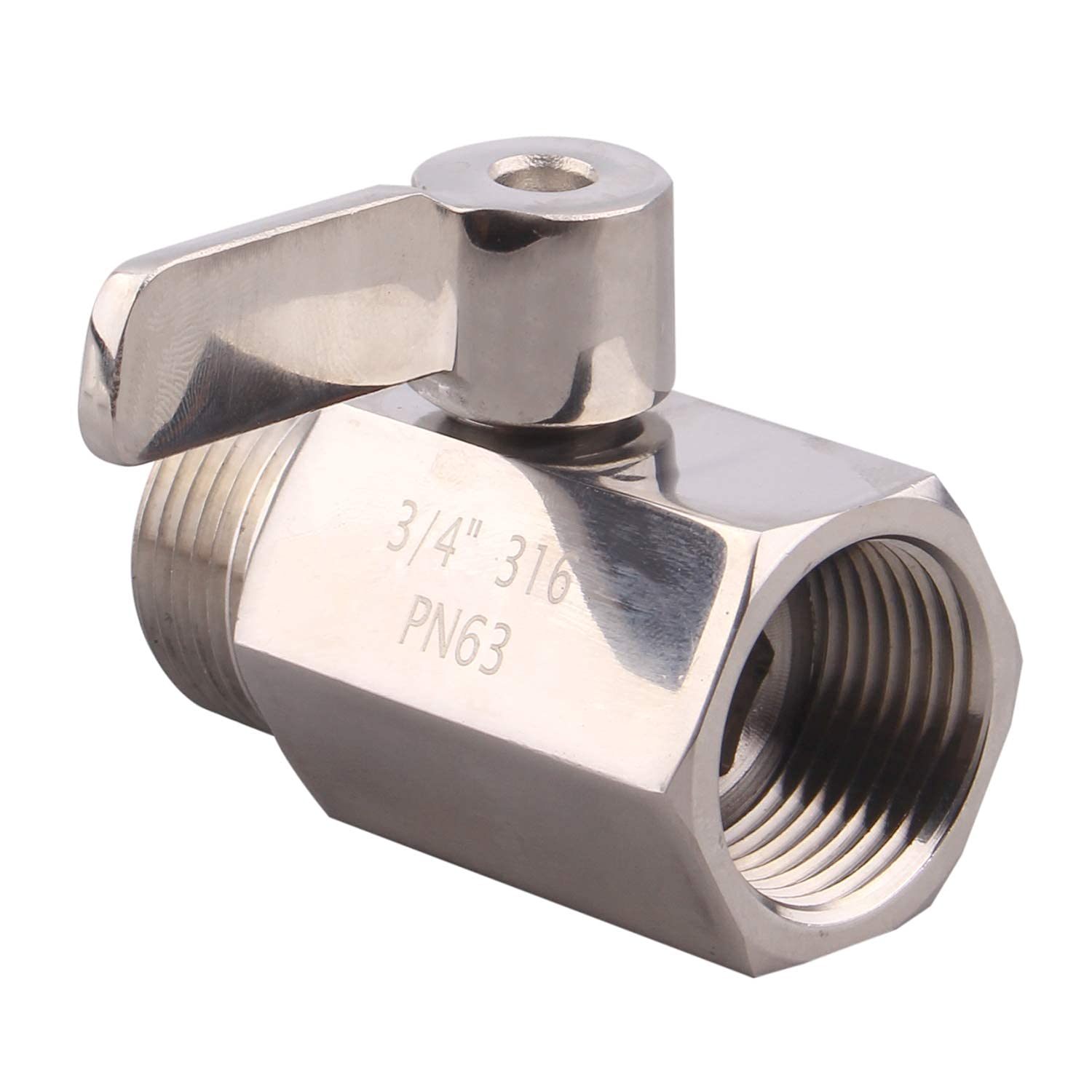 Snapklik.com : 3/4 Inch Stainless Mini Ball Valve NPT Female X Male ...