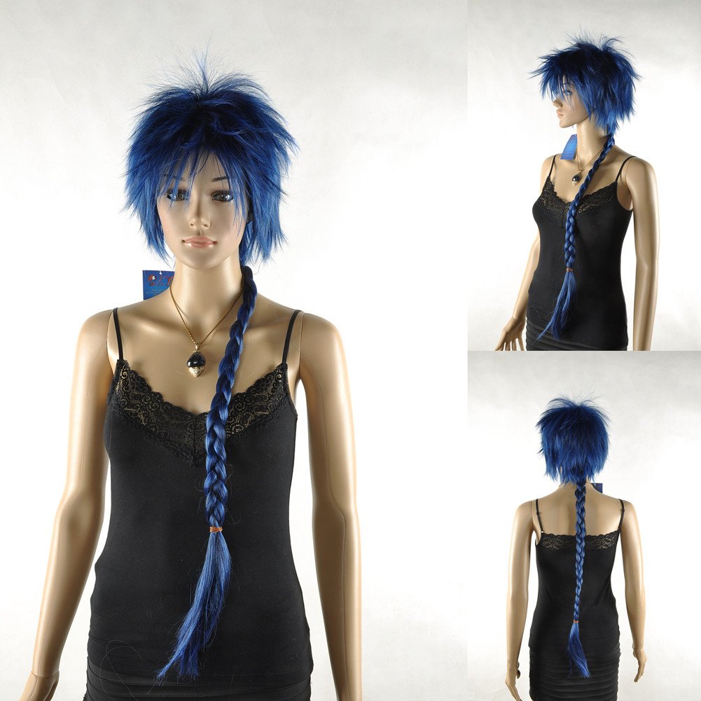 Amazon.com : Paixpays Women's Dark Blue Long Straight Braided Pigtail ...