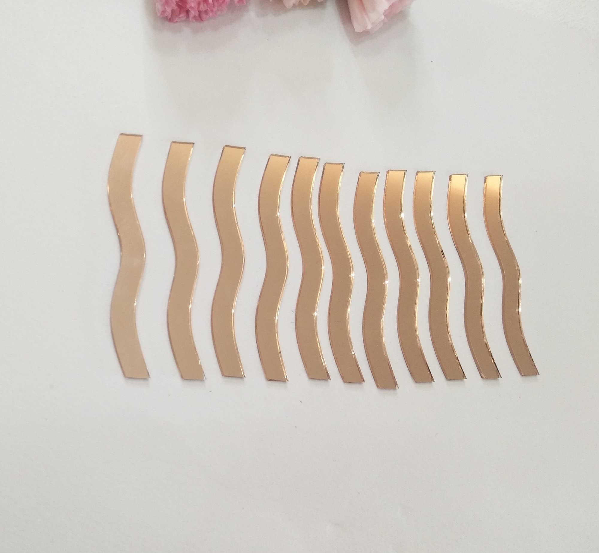 Snapklik.com : MEYA 100pcs Of 3 Wave Glass Mirror Mosaic,Wavy Rectangle ...