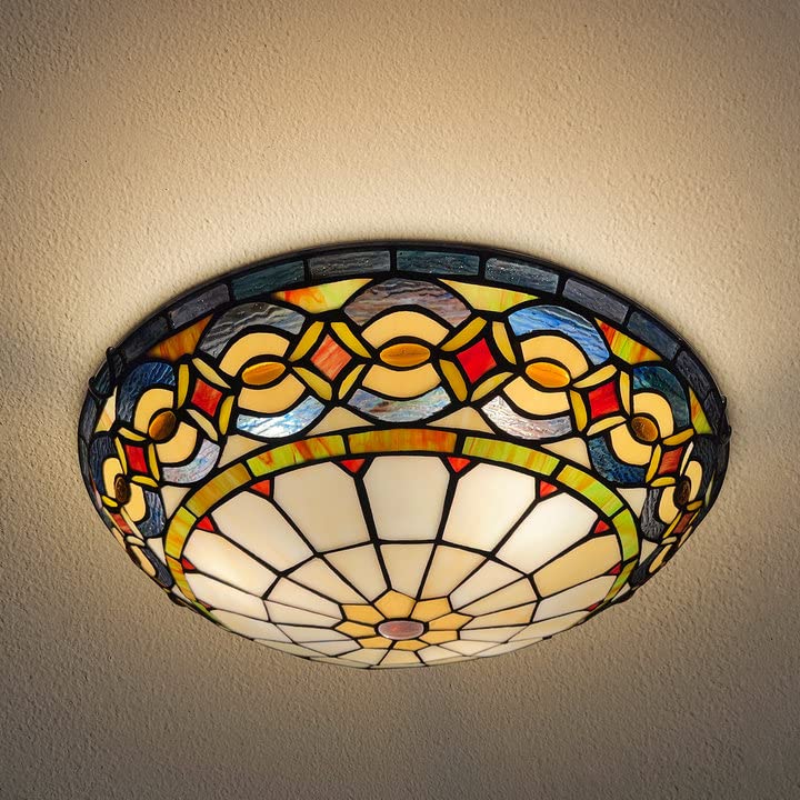 ARTZONE Tiffany Ceiling Lights, Stained Glass Ceiling Light 3-Lights 16 ...