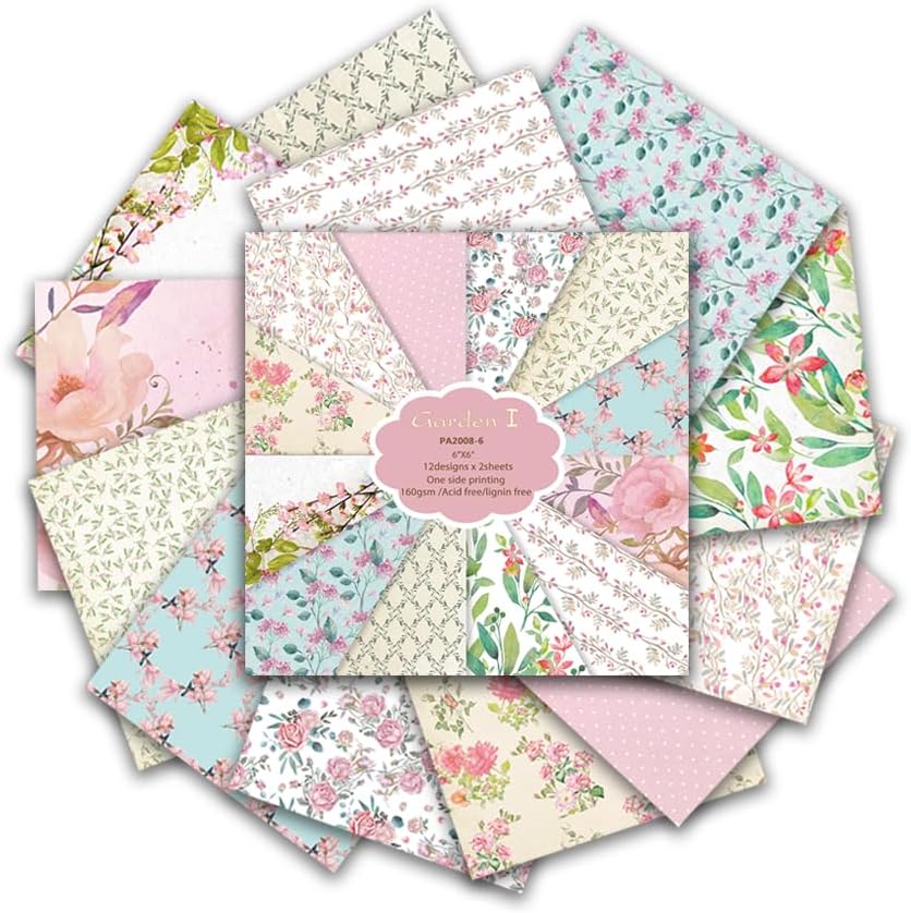 Amazon.com: Spring Floral Scrapbook Paper Set, Craft Scrapbooking Paper ...