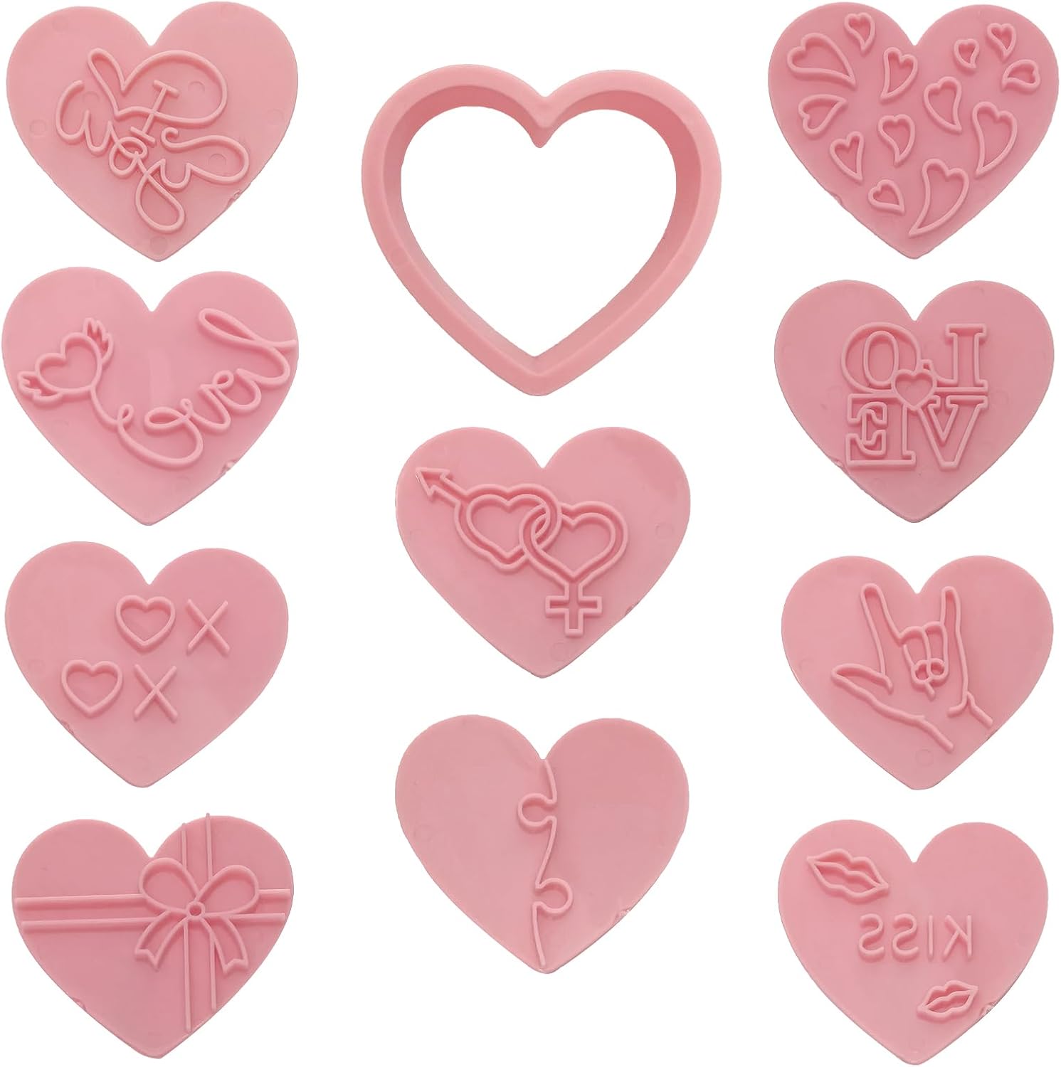 Amazon.com: Ishang Heart Shaped Cookie Stamps Set, 10 pcs of Valentine ...