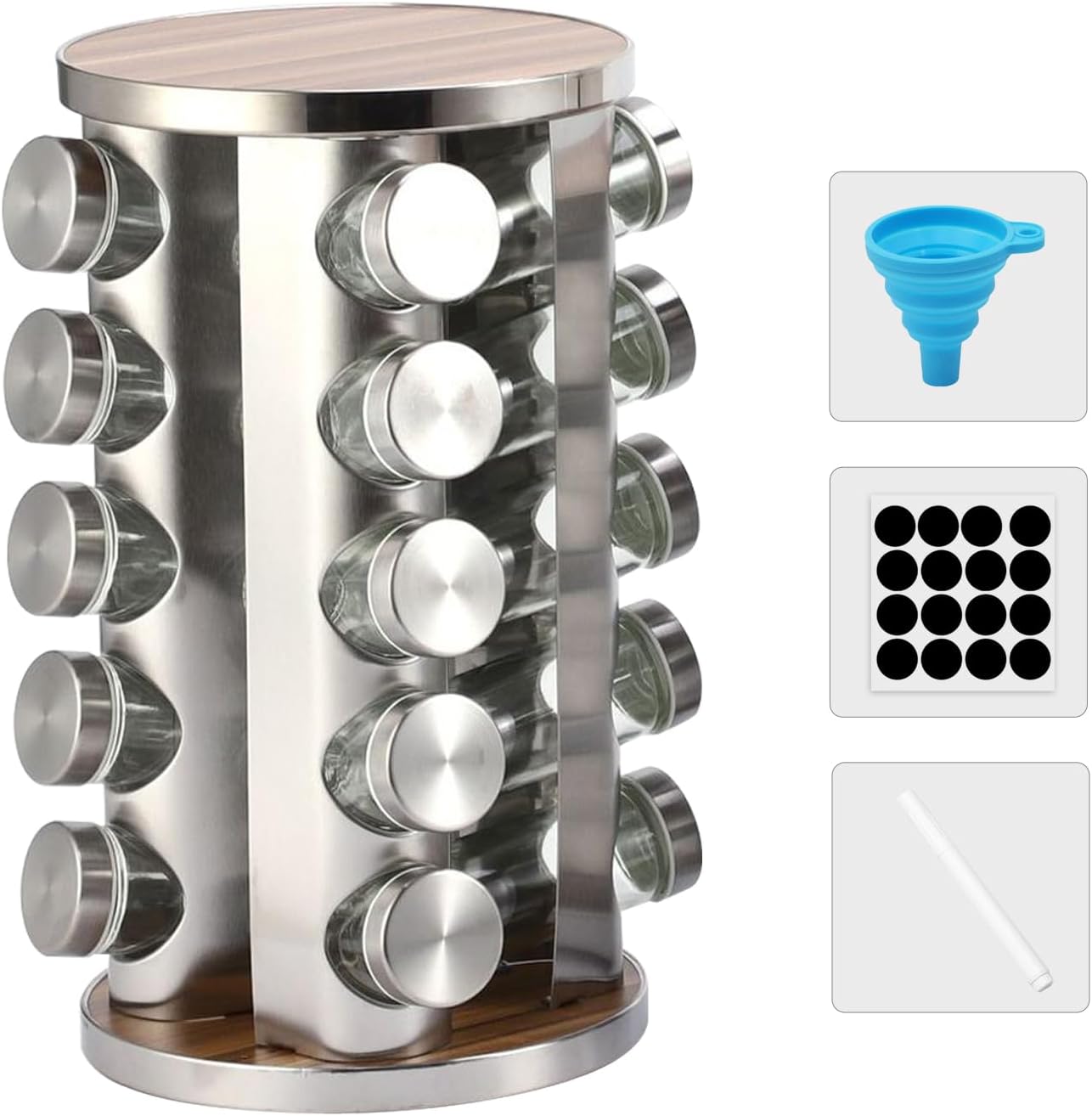 Amazon.com: kaimeijia 20 Jars 360° Rotatable Spice Rack Set, Kitchen ...