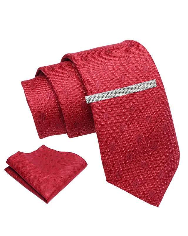 Buy Axlon Red Self Tie For Men – Formal Ties Set With Pocket Square ...