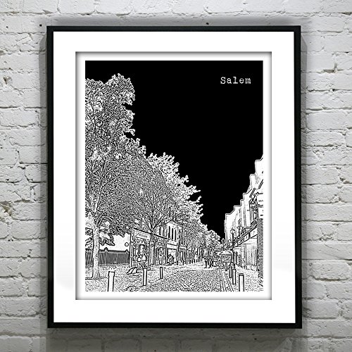 Amazon.com: Salem Massachusetts Art Print - Salem, MA - Version 2 ...