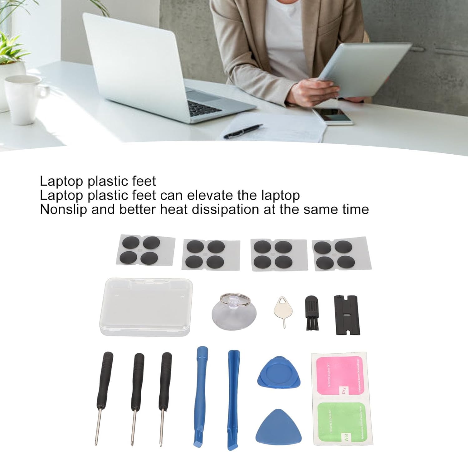 Diyeeni 16Pcs Laptop Feet, Non Slip Replacement Bottom Case Feet, with ...