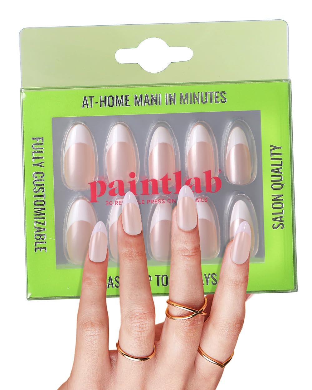 Amazon.com: PaintLab Press-On Nails Manicure Kit, Chrome French, 24 ...