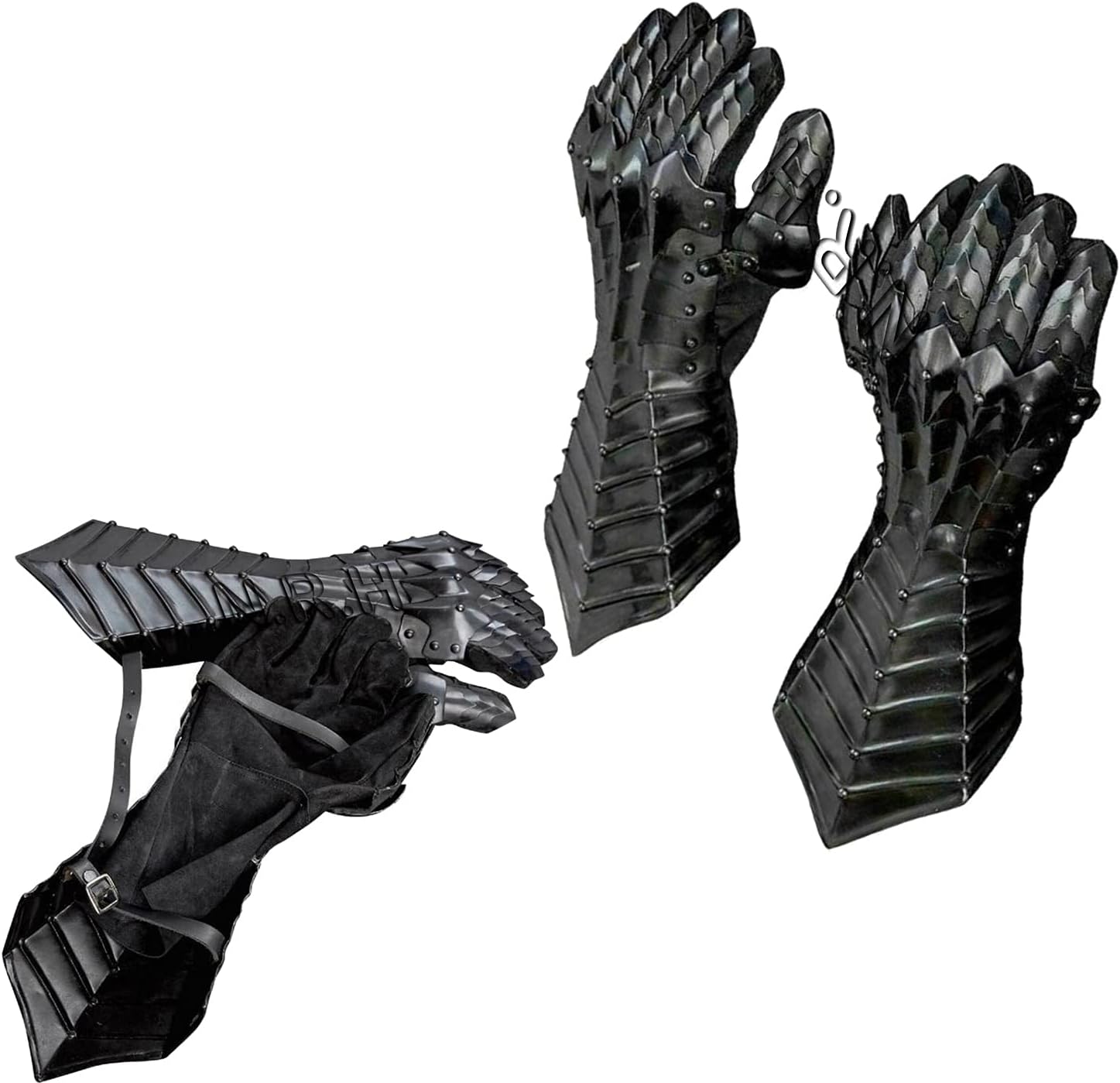 Medieval Knight Gauntlets Gothic Gloves 18G Steel Black Finish Armor ...