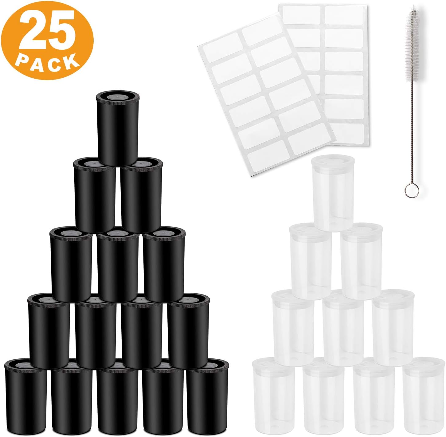 Amazon.com : Masacana - 25 Pack Black and Clear Plastic Film Canisters ...