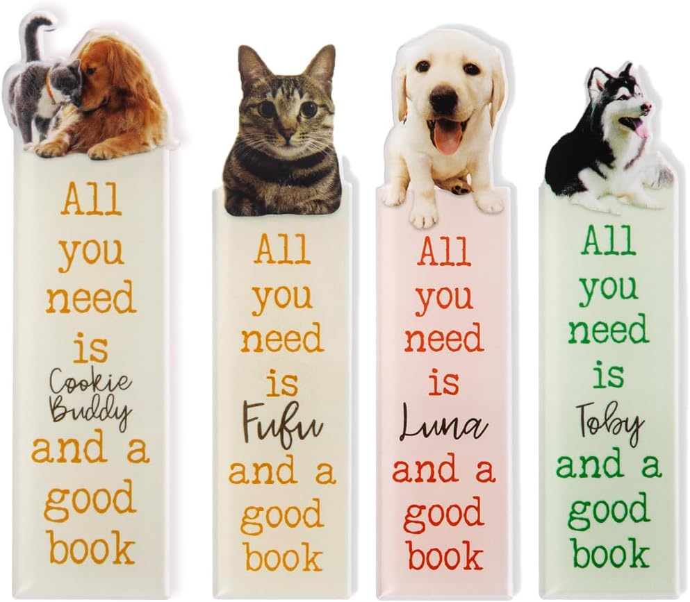 Amazon.com: Cat Bookmark Dog Bookmark Pet Photo Bookmark Book Lover ...