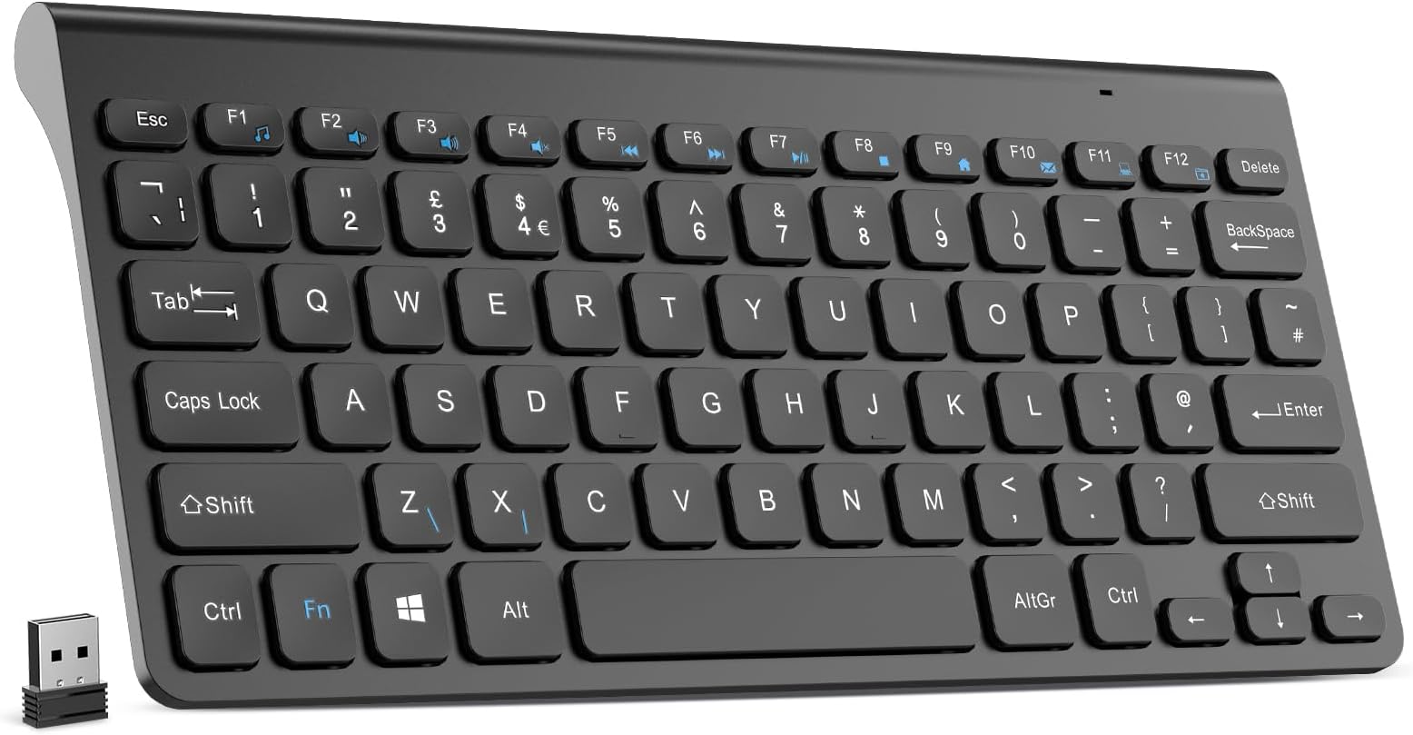 TECKNET 2.4G Wireless Keyboard For Windows/Chrome OS, UK Layout Compact ...
