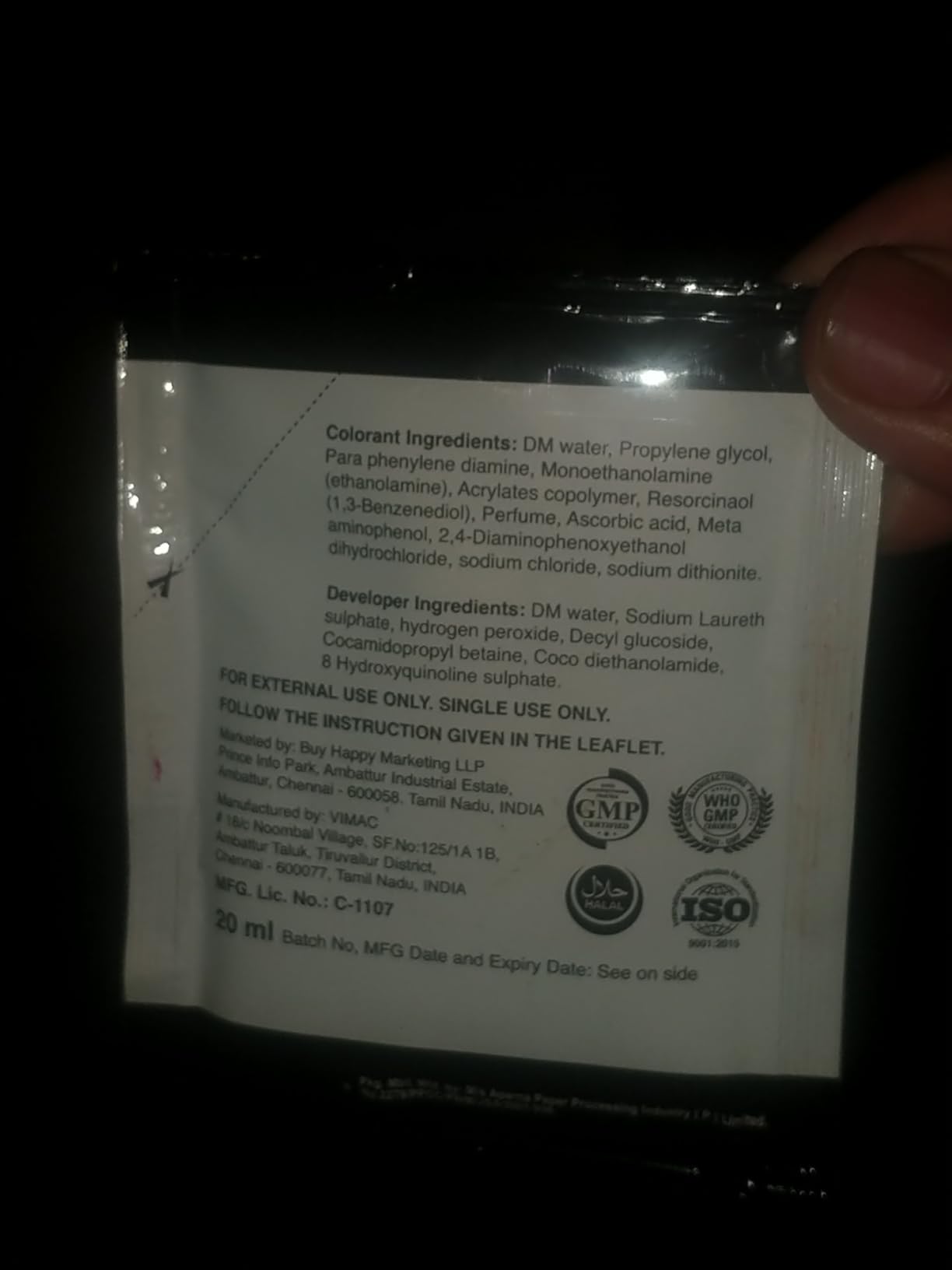 Buy 1 Minute Express Hair Color Shampoo, 20ML (Pack of 5) Natural Black ...