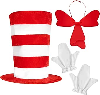 Amazon.com: Adult Top Hat Cat Costume Set, Cat Hat Bow, With Gloves ...