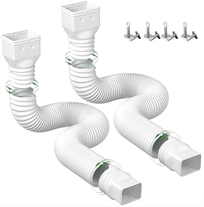 Gutter Downspout Extensions, 2 Pack Flexible Rain Downspout Extender ...