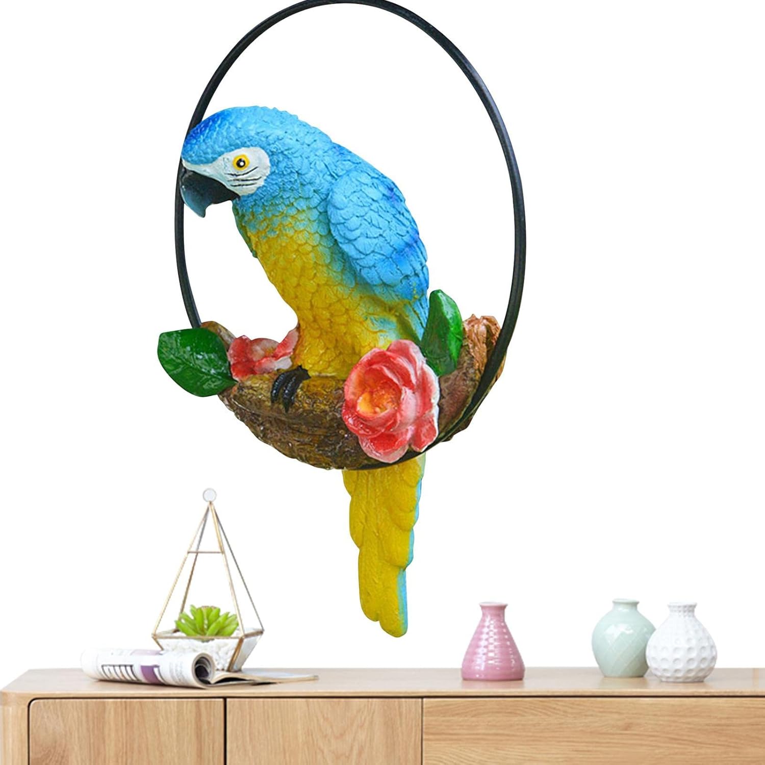 Amazon.com : Joyivike Garden Hanging Parrot Statue, Resin Parrot ...