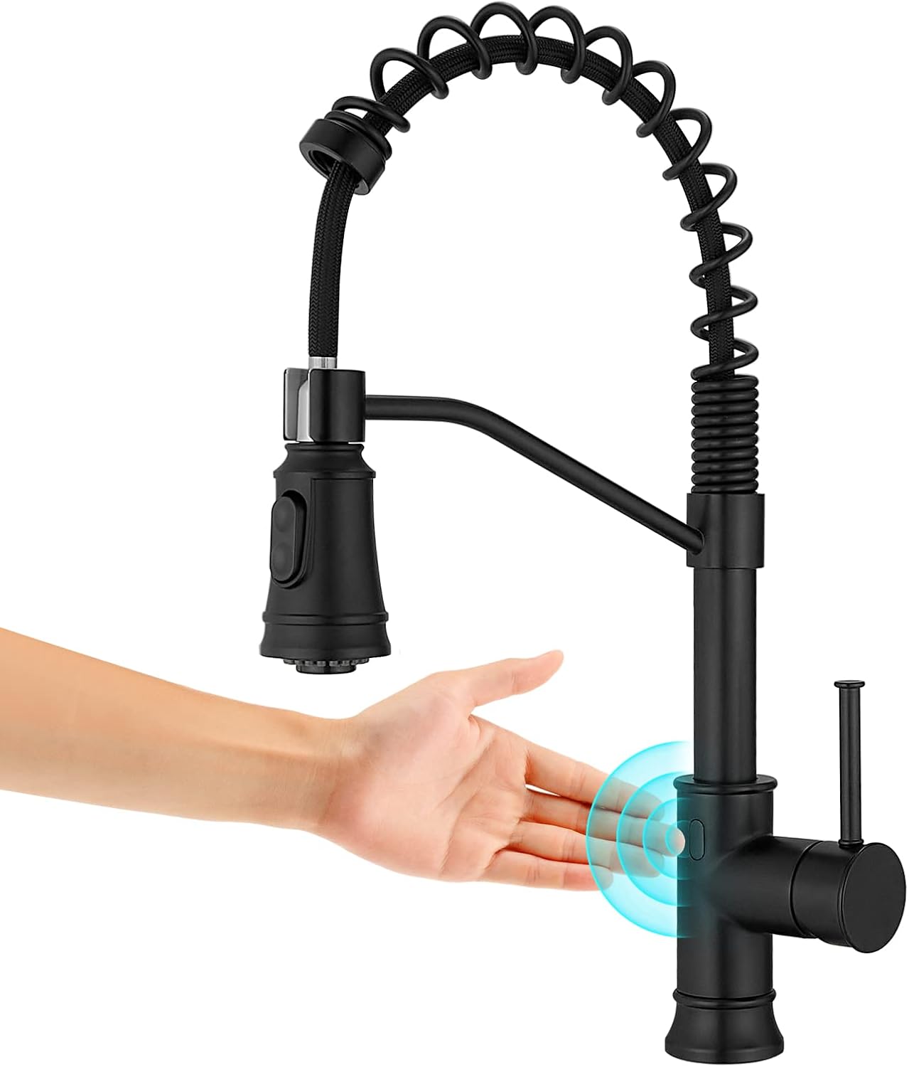 Matte Black Touchless Kitchen Faucet - WOJIUBUXIN Motion Sensor Smart ...