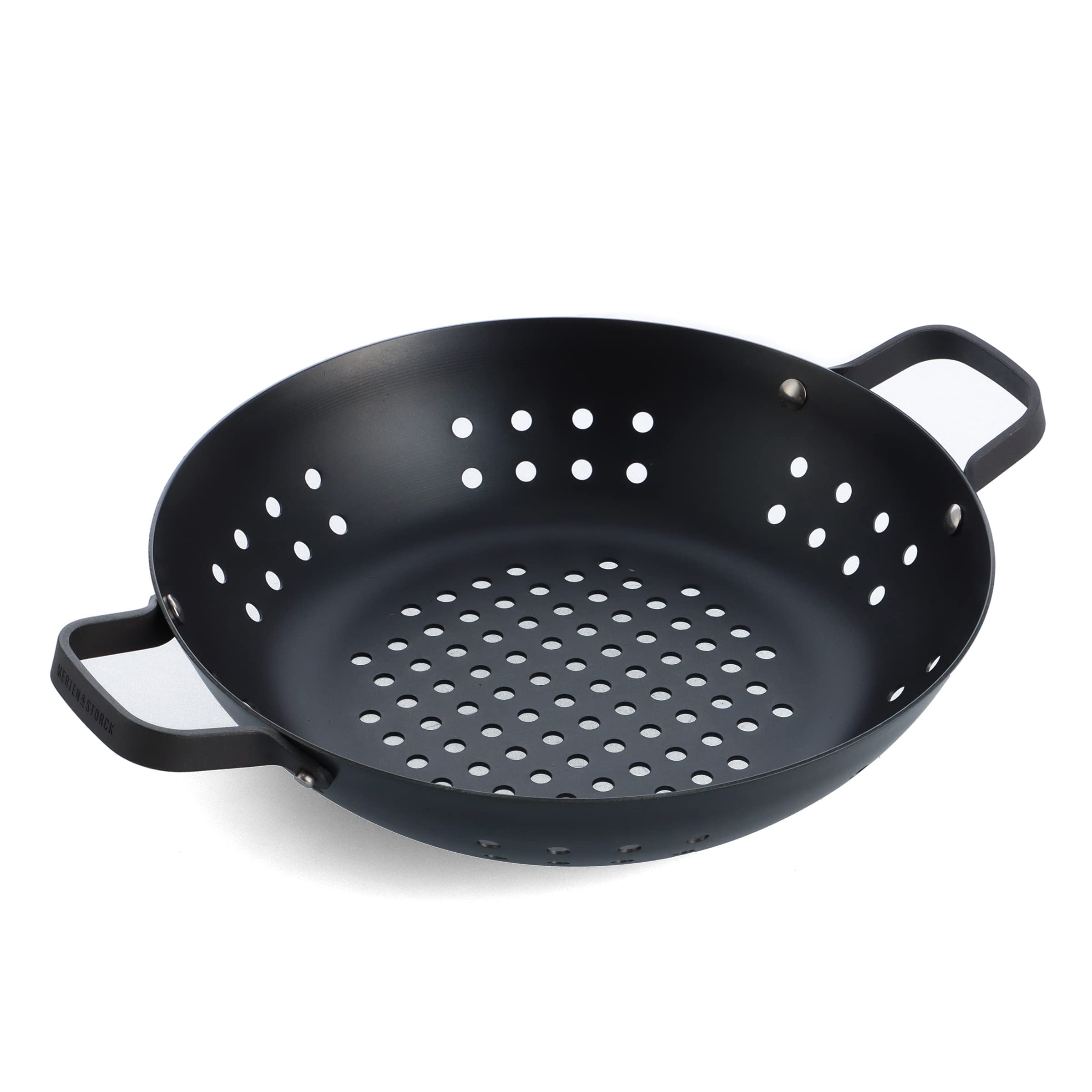 Merten & Storck Carbon Steel BBQ Perforated Wok Pan 30cm, Perforations ...