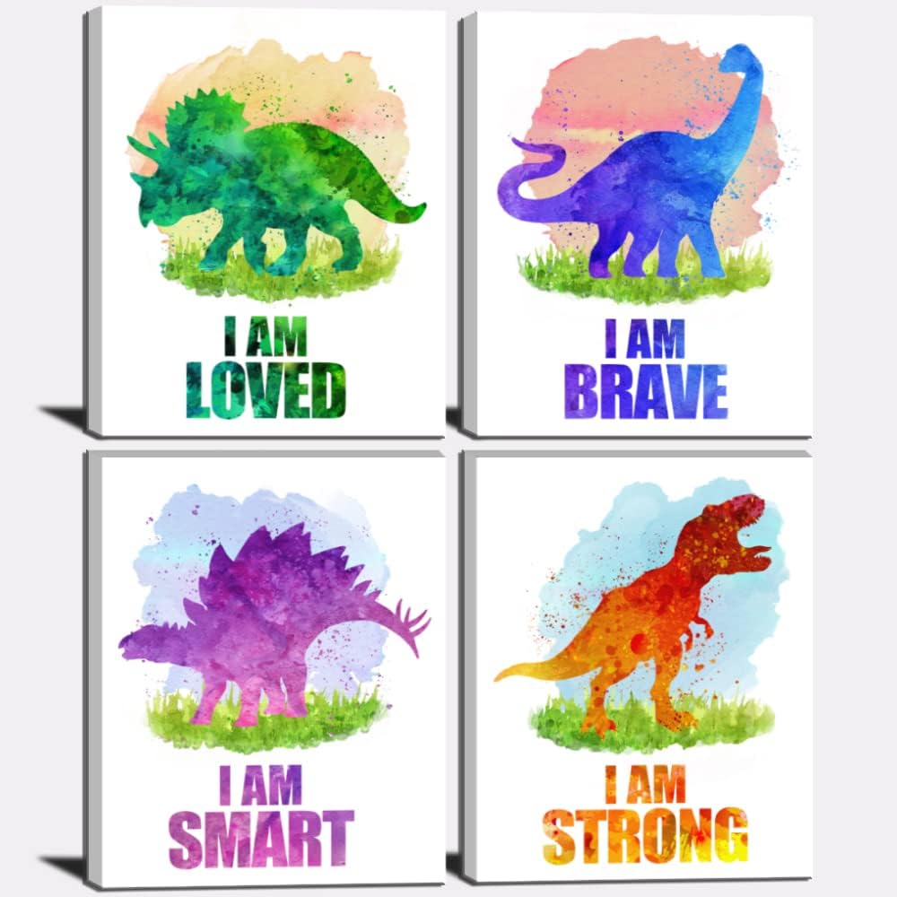 Amazon.com: Dinosaur Wall Art Inspirational Canvas Art for Kids Boys ...