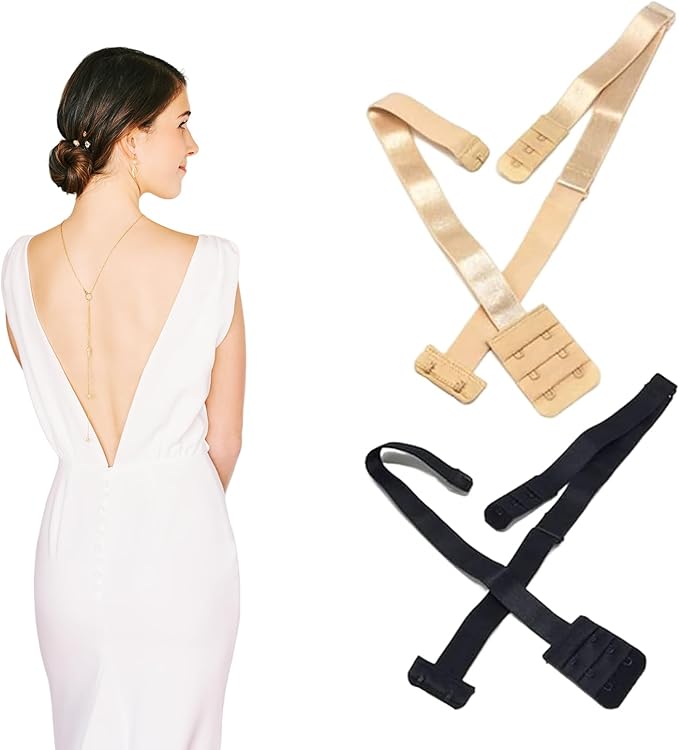 2 PCS Backless Bra Extender, Adjustable Low Back Converter Strap for ...