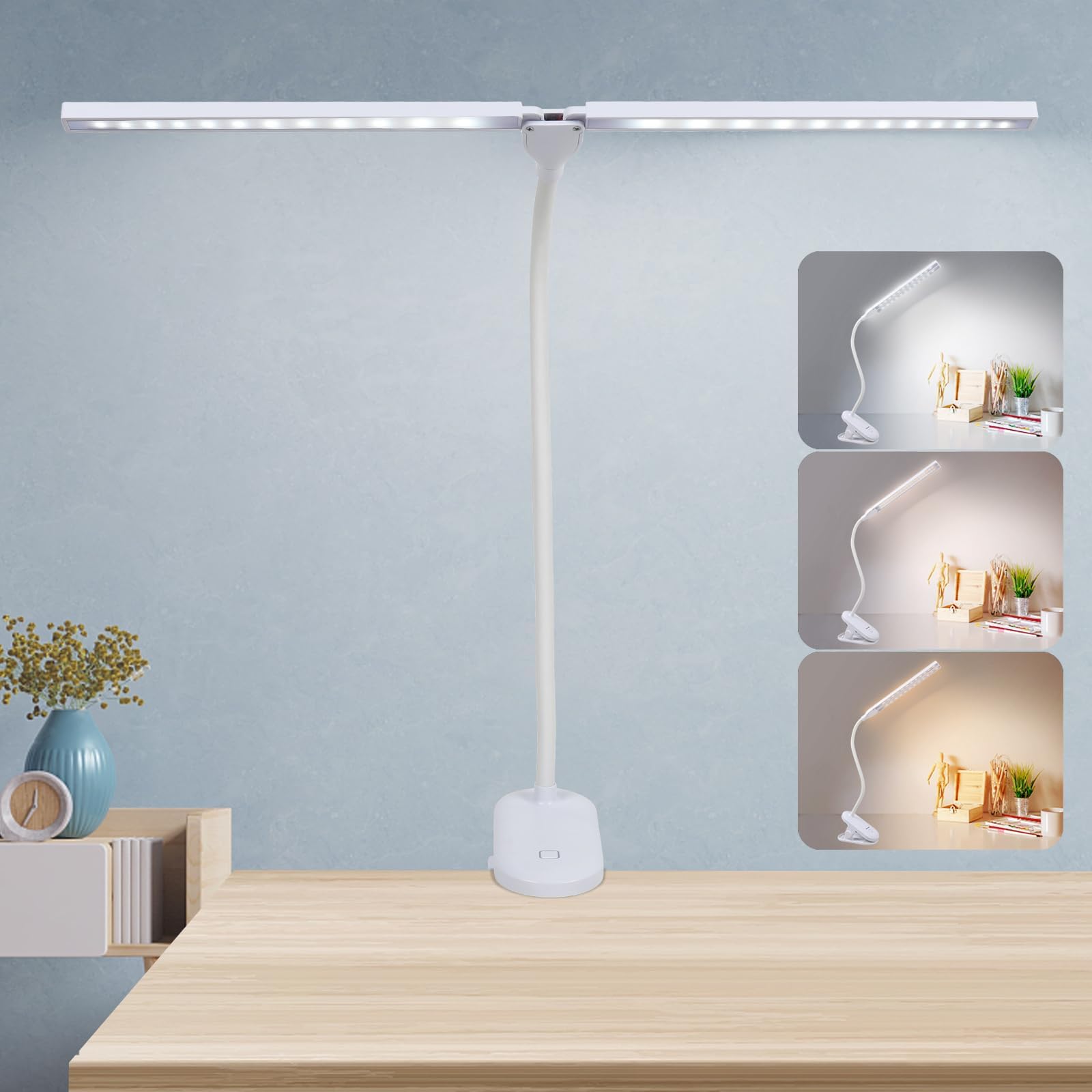 Miady 2 Pack Clip on Lamp,Battery Powered Reading Light,Clamp for Bed ...